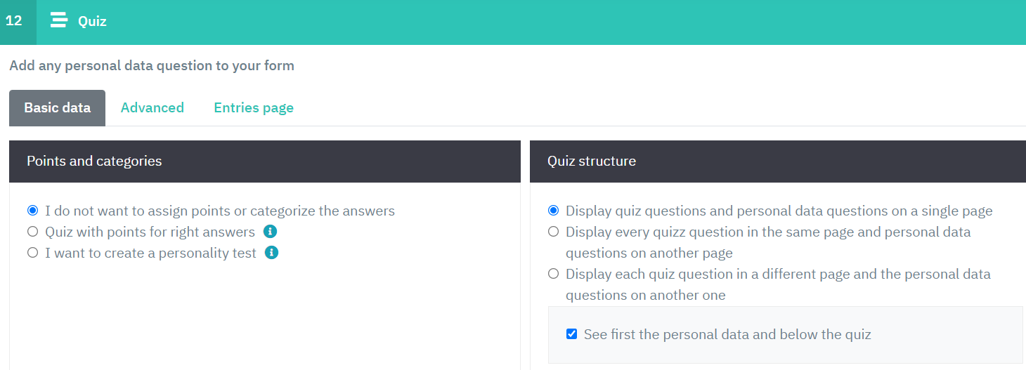 How to display the personal data form before the quiz questions? – Cool ...